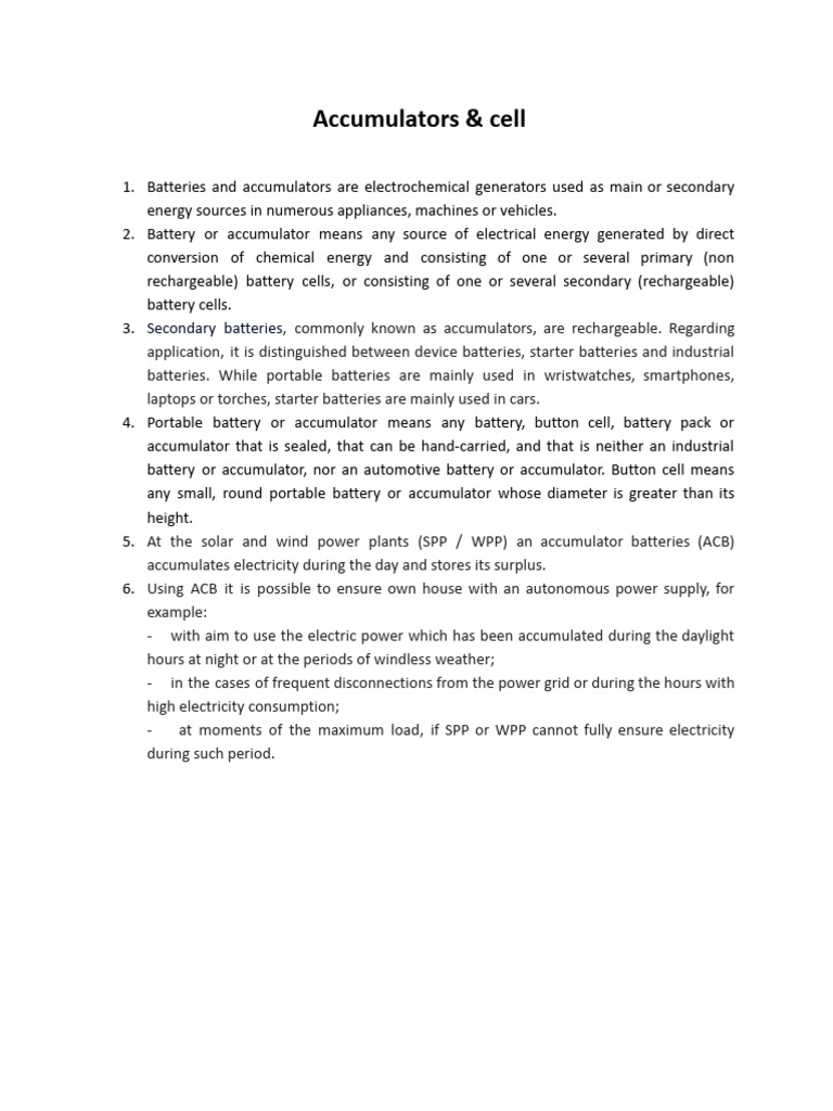 Unit 2 Electrolytic Processes (Accumulators & Cell) | PDF | Rechargeable Battery | Technology ...