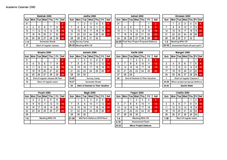 Academic Calander 2080 | PDF