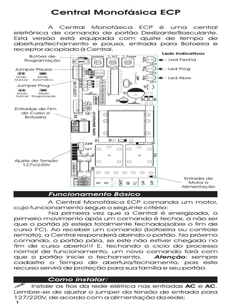 C203829 Manual Central Monofasica ECP - REV.1 | PDF