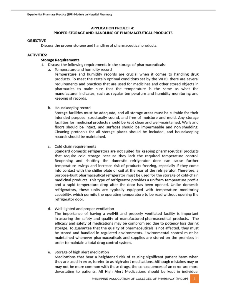 Proper Storage and Handling | PDF