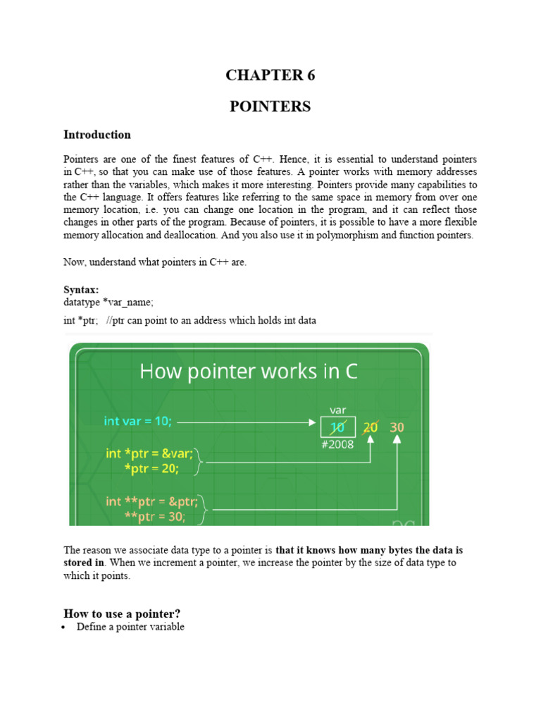 Chapter 6 (Pointers) | PDF