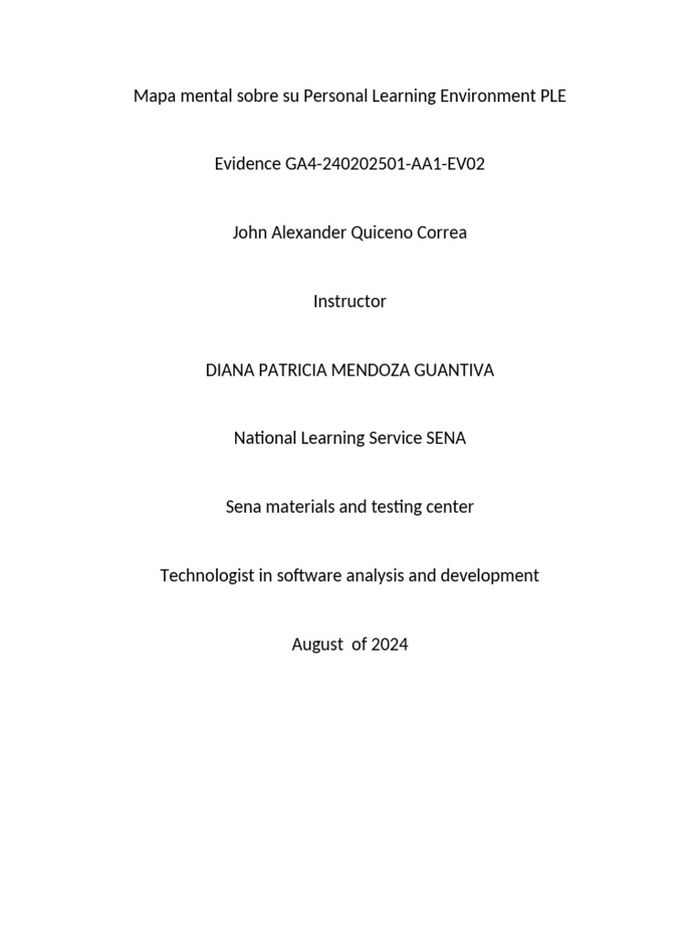 Mapa Mental Sobre Su Personal Learning Environment PLE | PDF