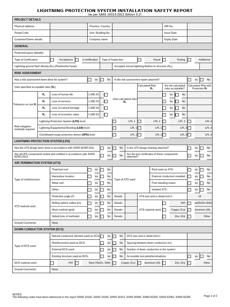Lightning Protection Safety Installation Report | PDF