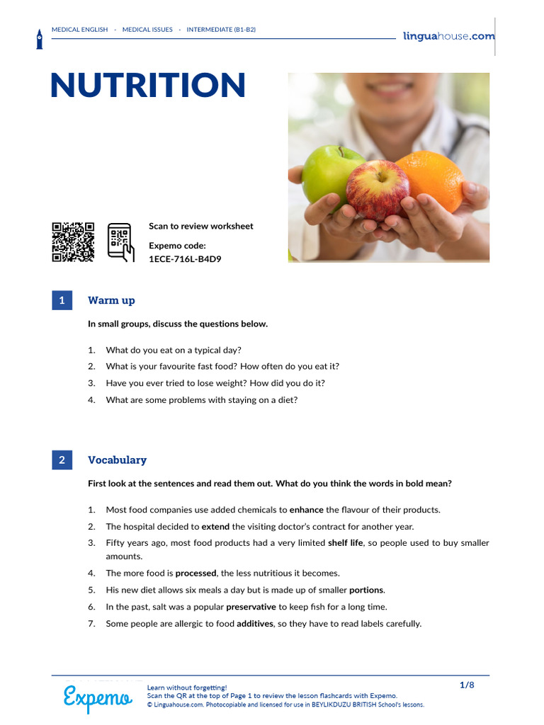 Nutrition British English Student B1 B2 | PDF