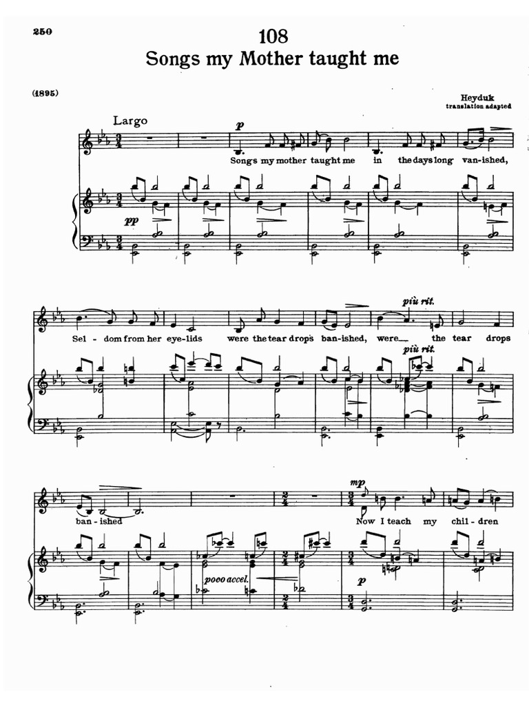 IVES - Song's My Mother Taught Me | PDF