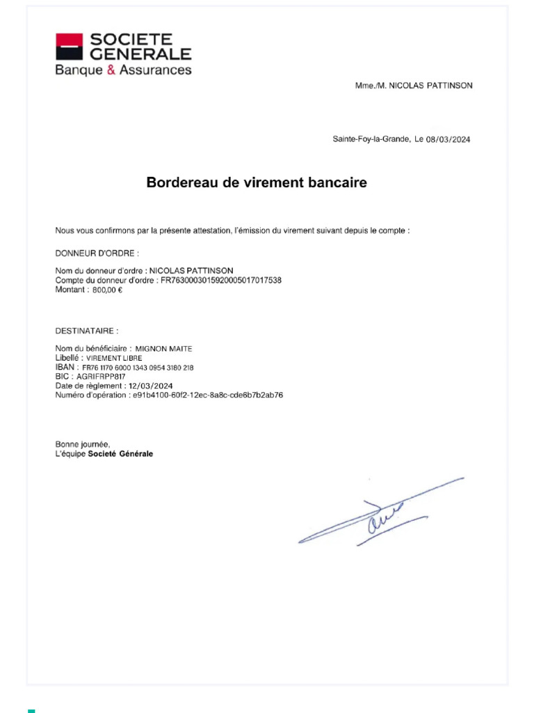 Bordereau de Virement | PDF