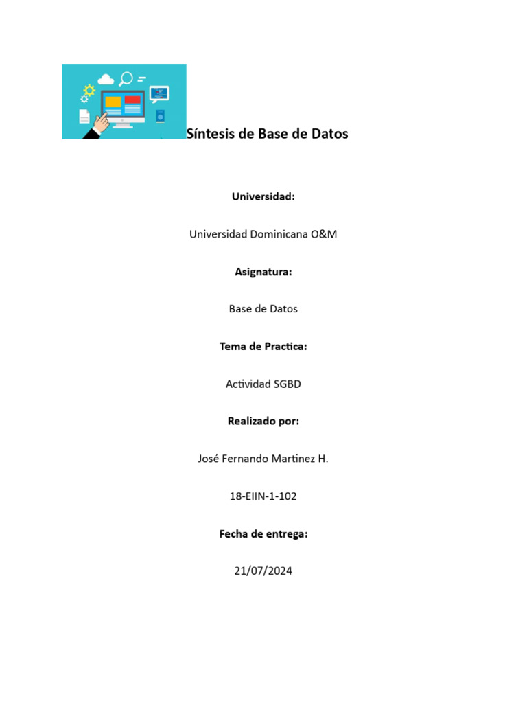 Actividad SGBD - Jose Fernando Martinez | PDF | Bases de datos | Gestión de datos