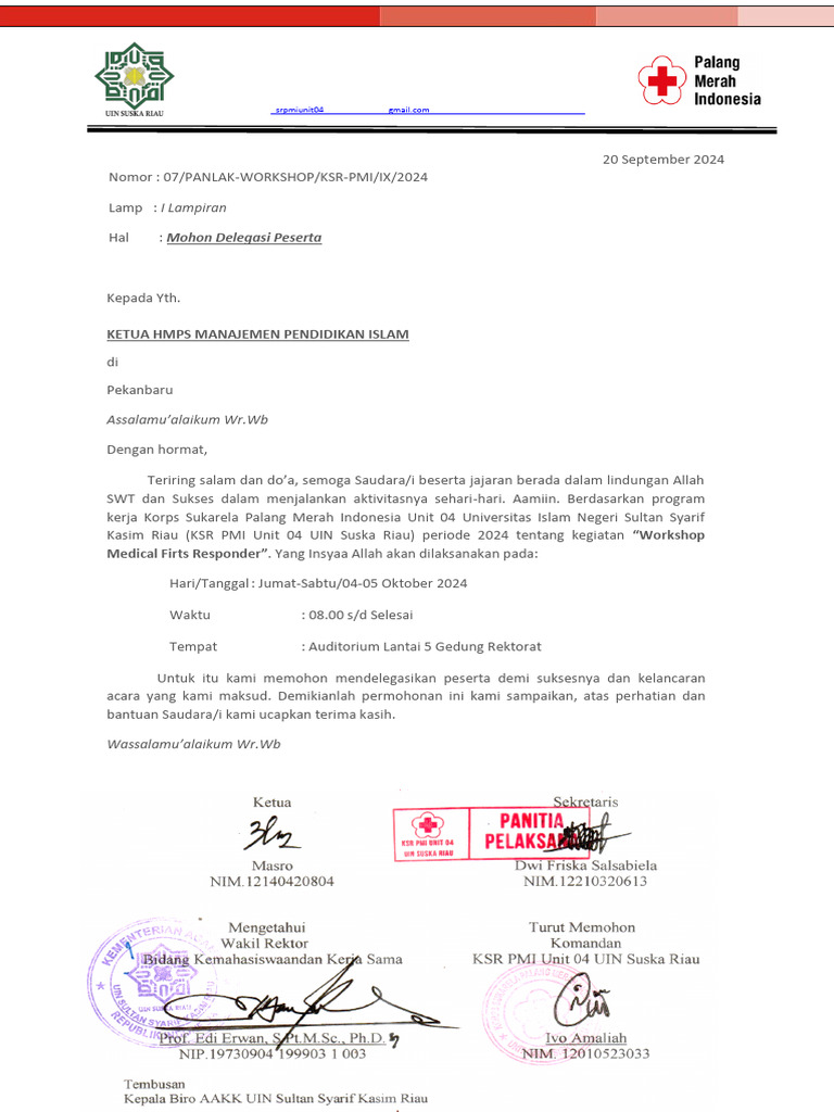 Surat Delegasi HMPS | PDF