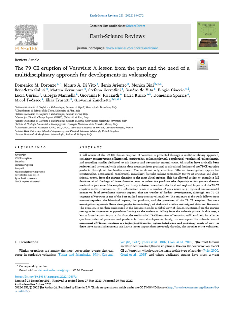 Earth-Science Reviews: Review Article | PDF | Mount Vesuvius | Science ...