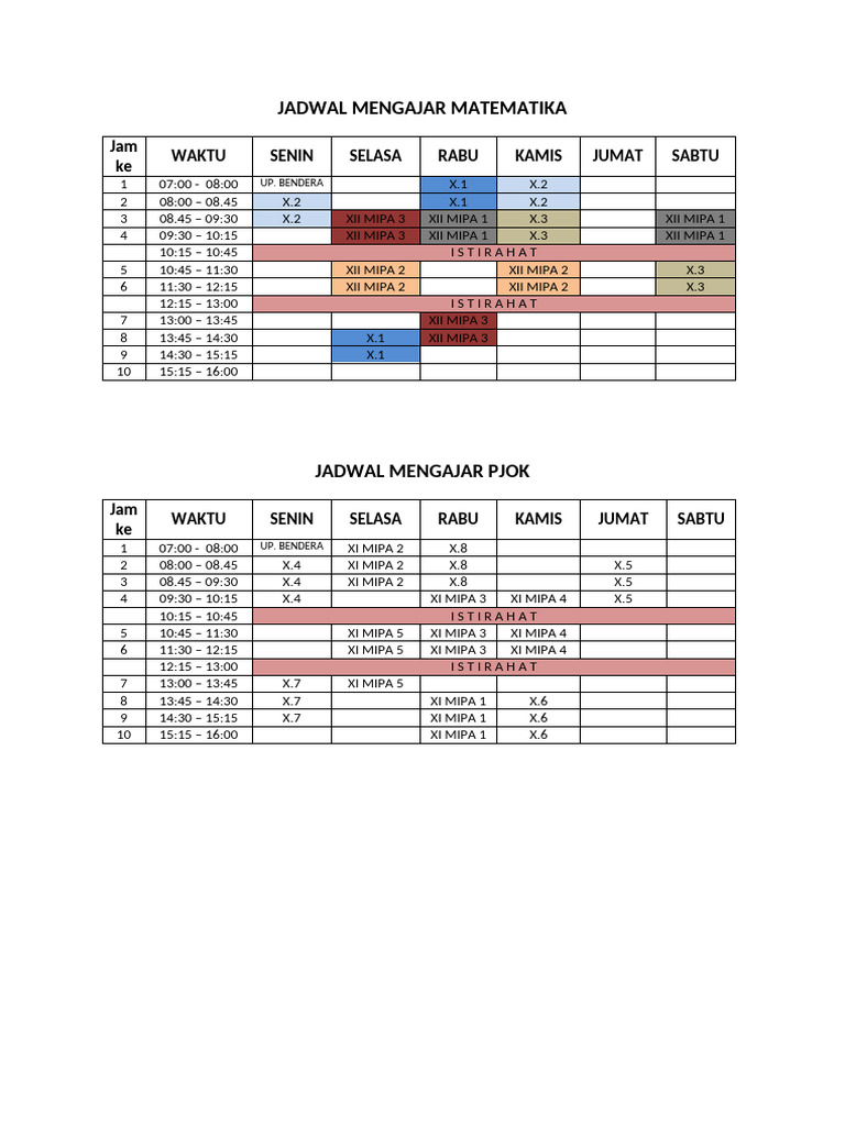 Jadwal Mengajar | PDF