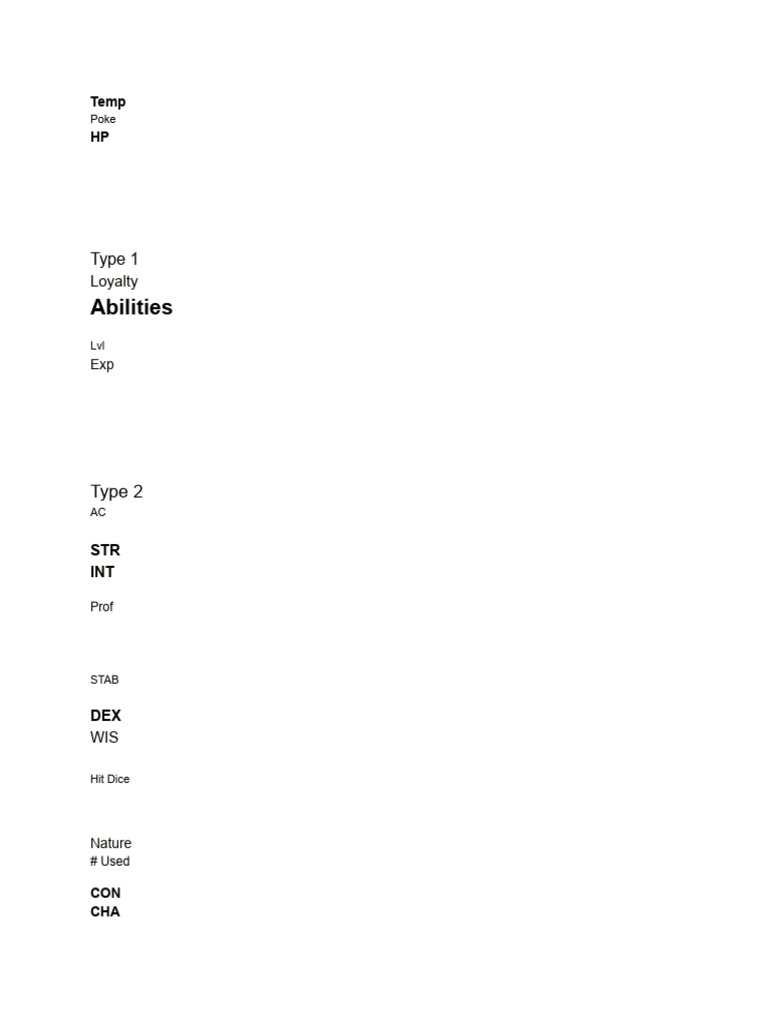 Pokemon Sheet Fillable | PDF