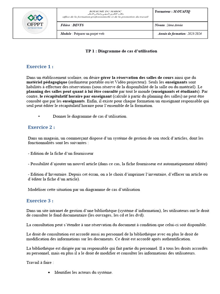 TP1 Use Case Diagram | PDF