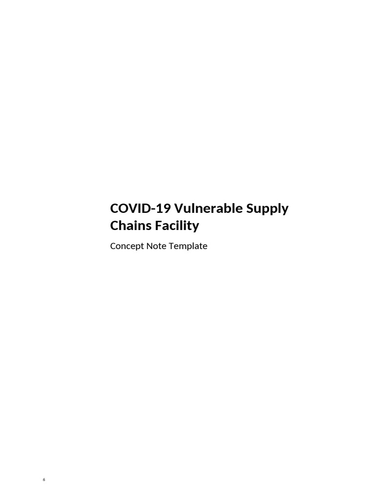 COVID-19 Vulnerable Supply Chains Facility - Concept Note Template | PDF