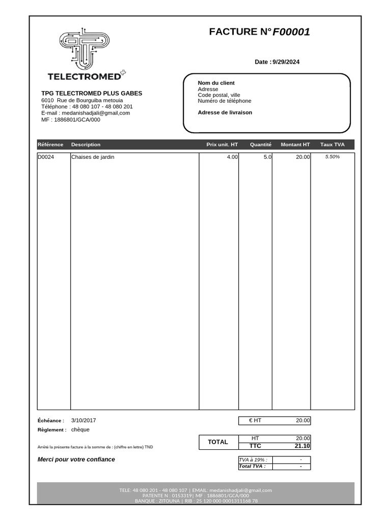 Modele Facture Excel Gratuit 1 | PDF