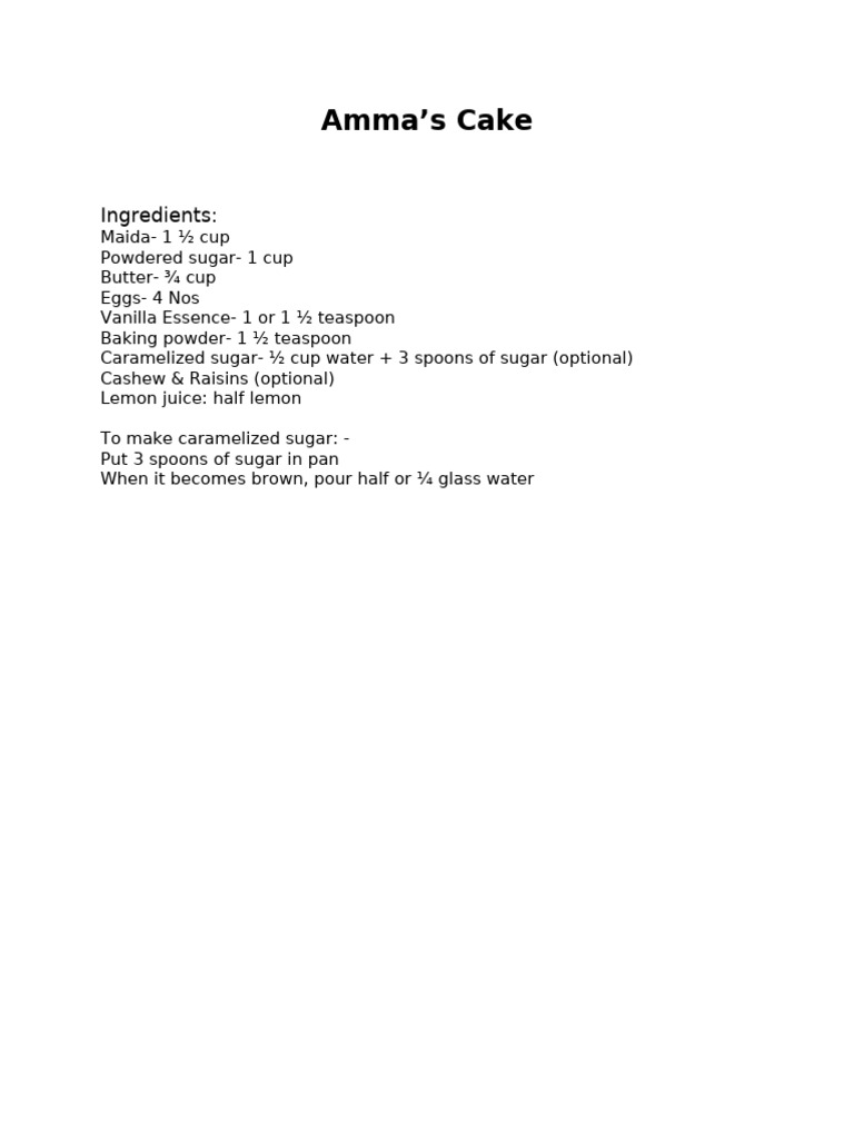 Cake Recipe | PDF