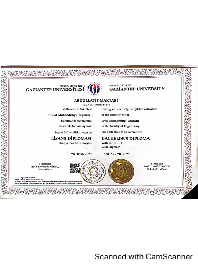 Bachelor's Certificate | PDF