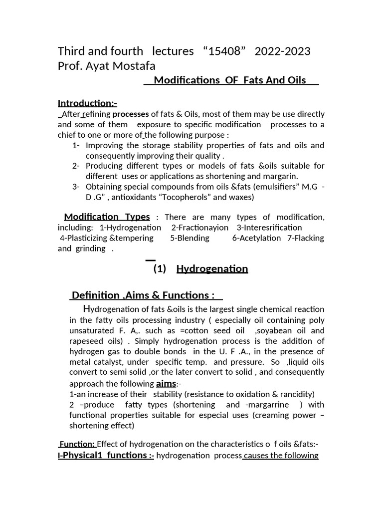 Modification of Fats &oils English | PDF | Plasticity (Physics ...
