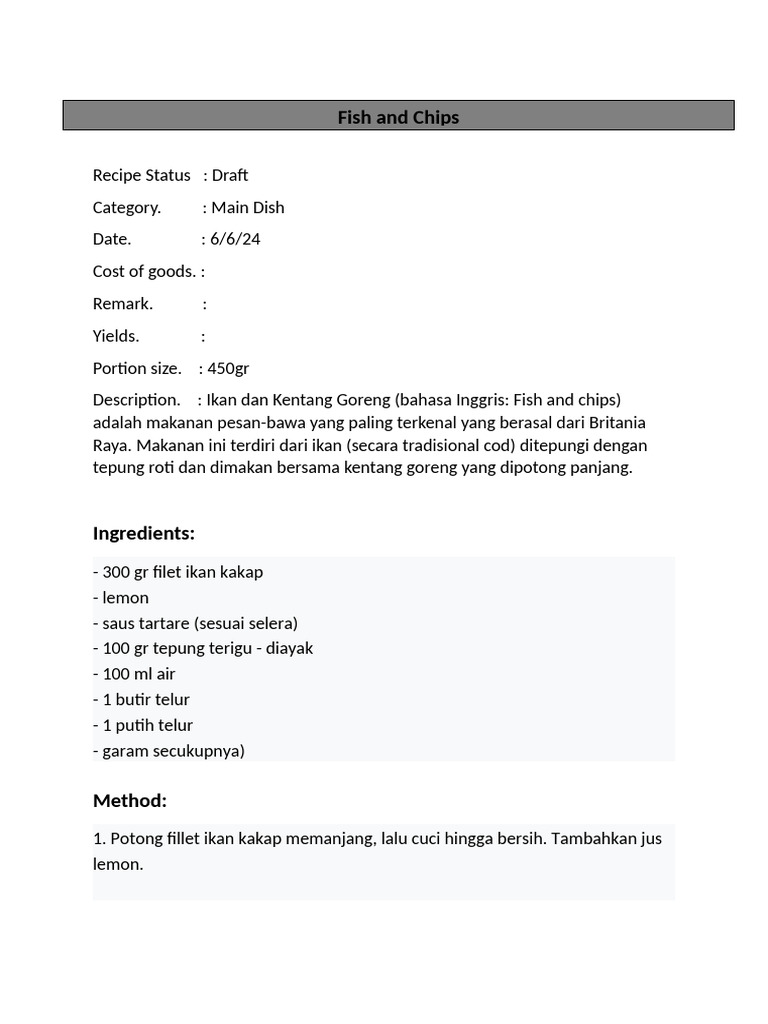 Fish and Chips | PDF