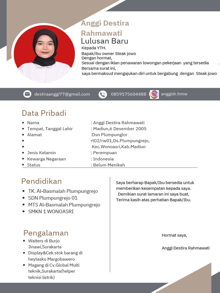 CV - Anggi Destira Rahmawati - 20240428 - 085536 - 0000 | PDF