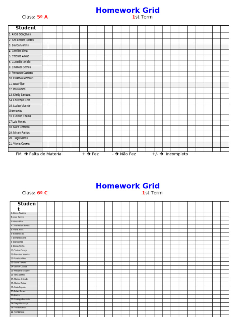 Homework Grid | PDF