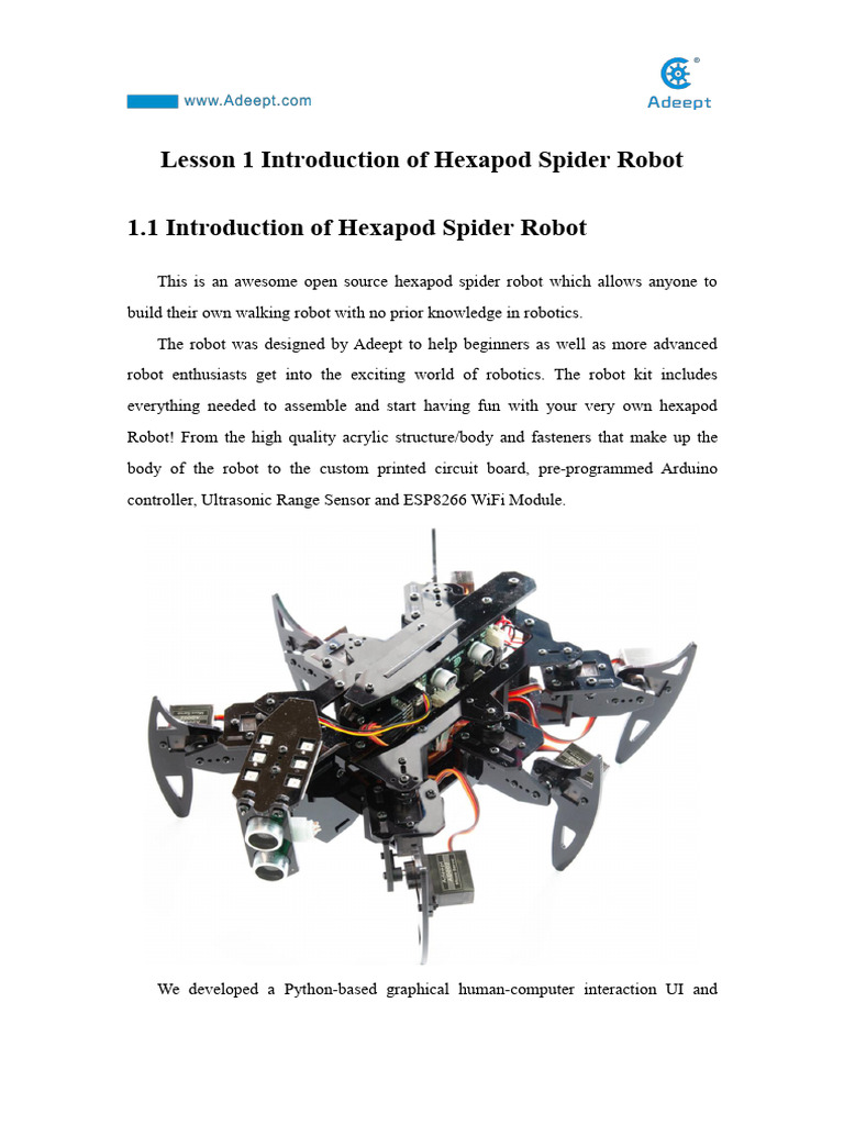 Lesson 1 Introduction of Hexapod Spider Robot | PDF