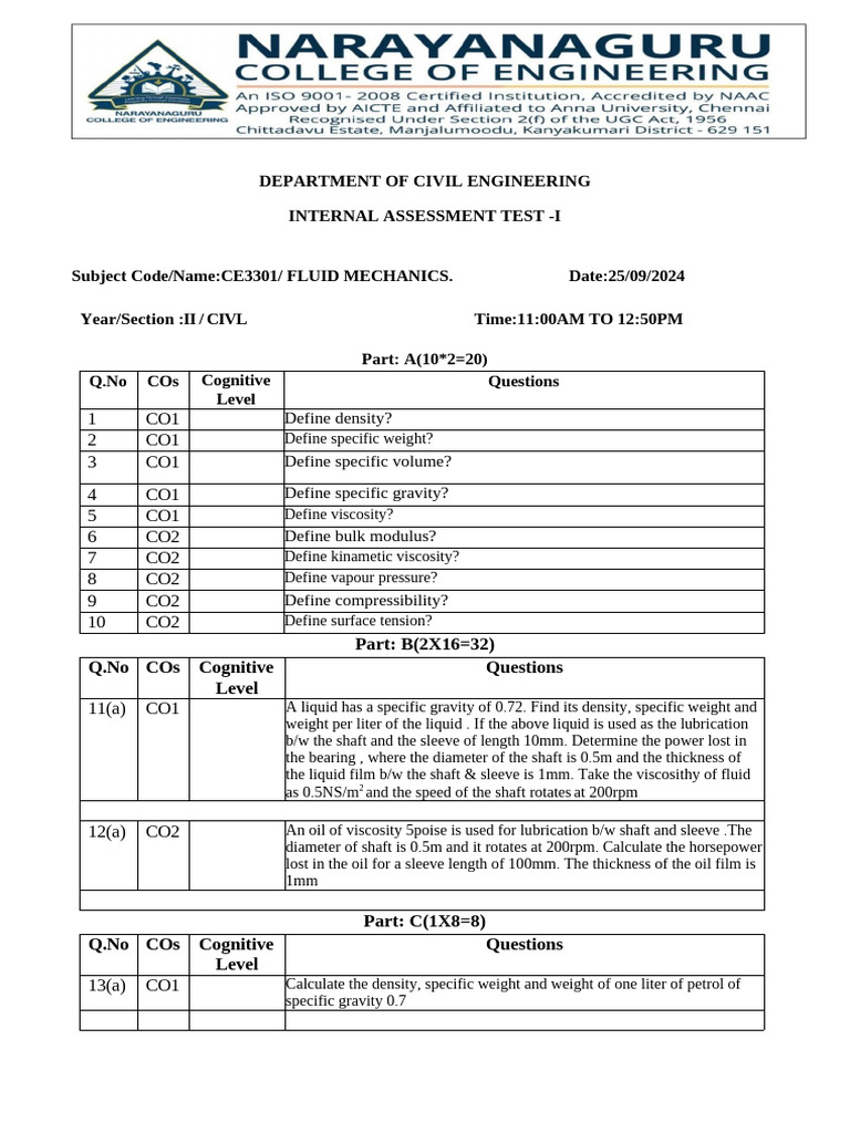 1st Internal Exam | PDF