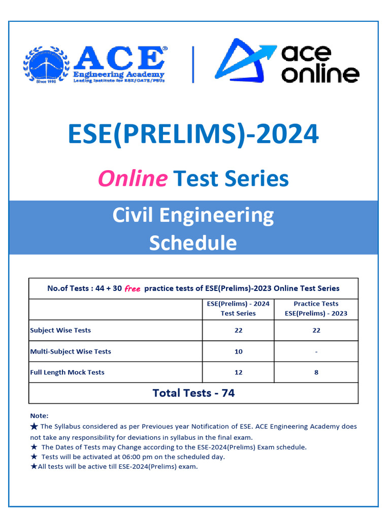 CE - ESE 2024 Prelims Schedule | PDF