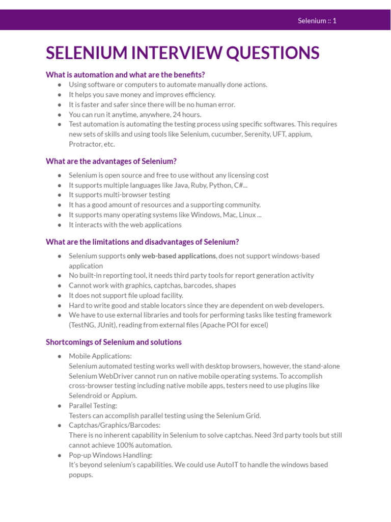 3.interview Prep - Selenium | PDF | Selenium (Software) | Software Development