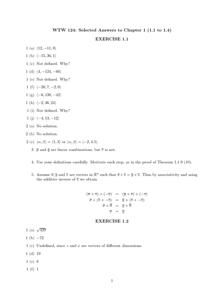 WTW 124 Textbook Exercise Answers - 220817 - 085245 | PDF | Norm (Mathematics) | Teaching ...
