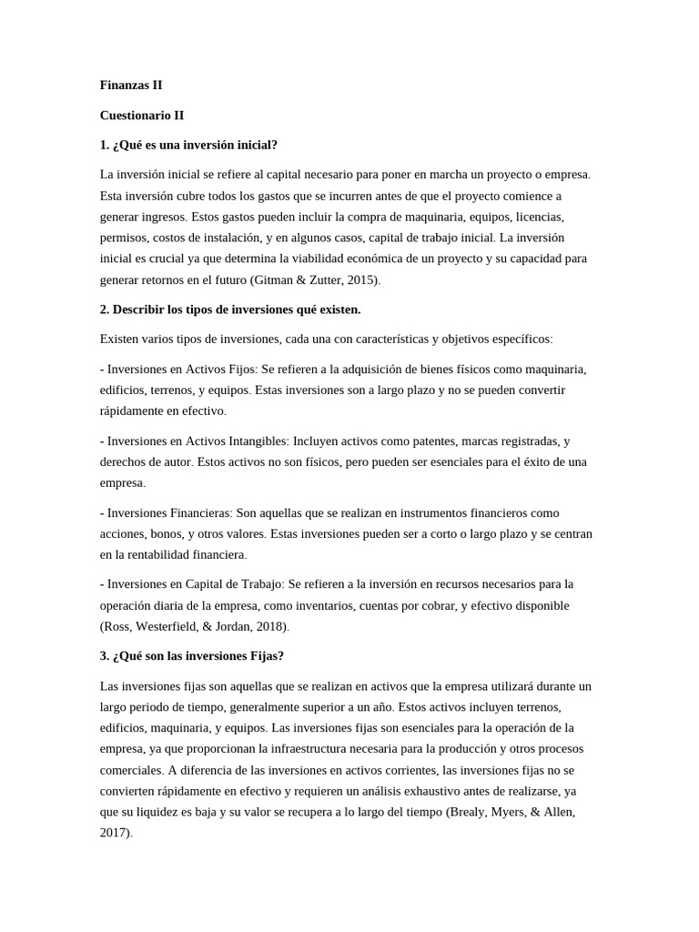 Cuestionario II | PDF