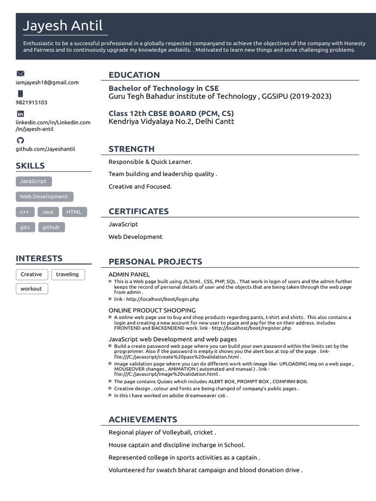 My Resume Jayesh | PDF