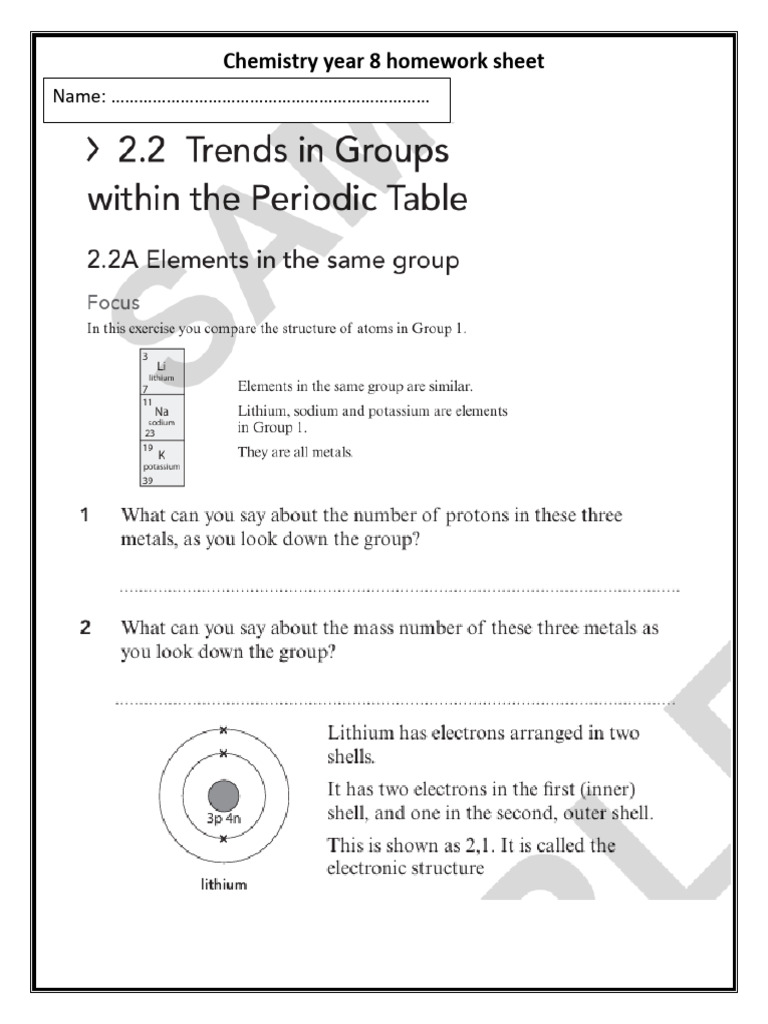 2.2 Trends and Groups Within The Periodic Table WB. | PDF