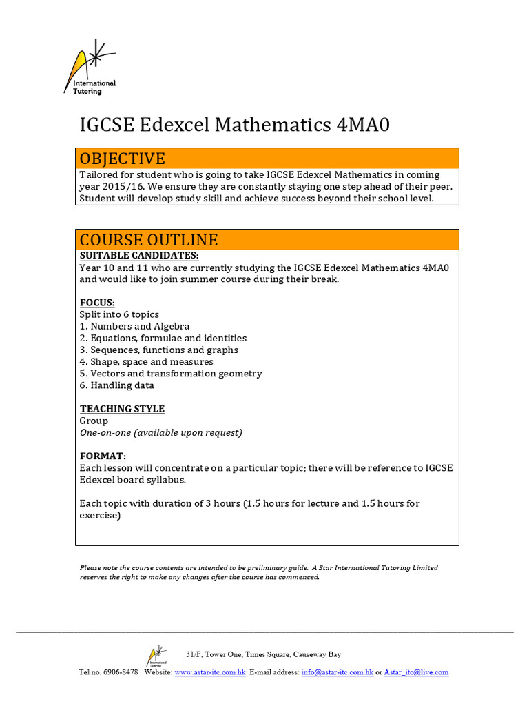 IGCSE Edexcel Mathematics 4MA0 | PDF