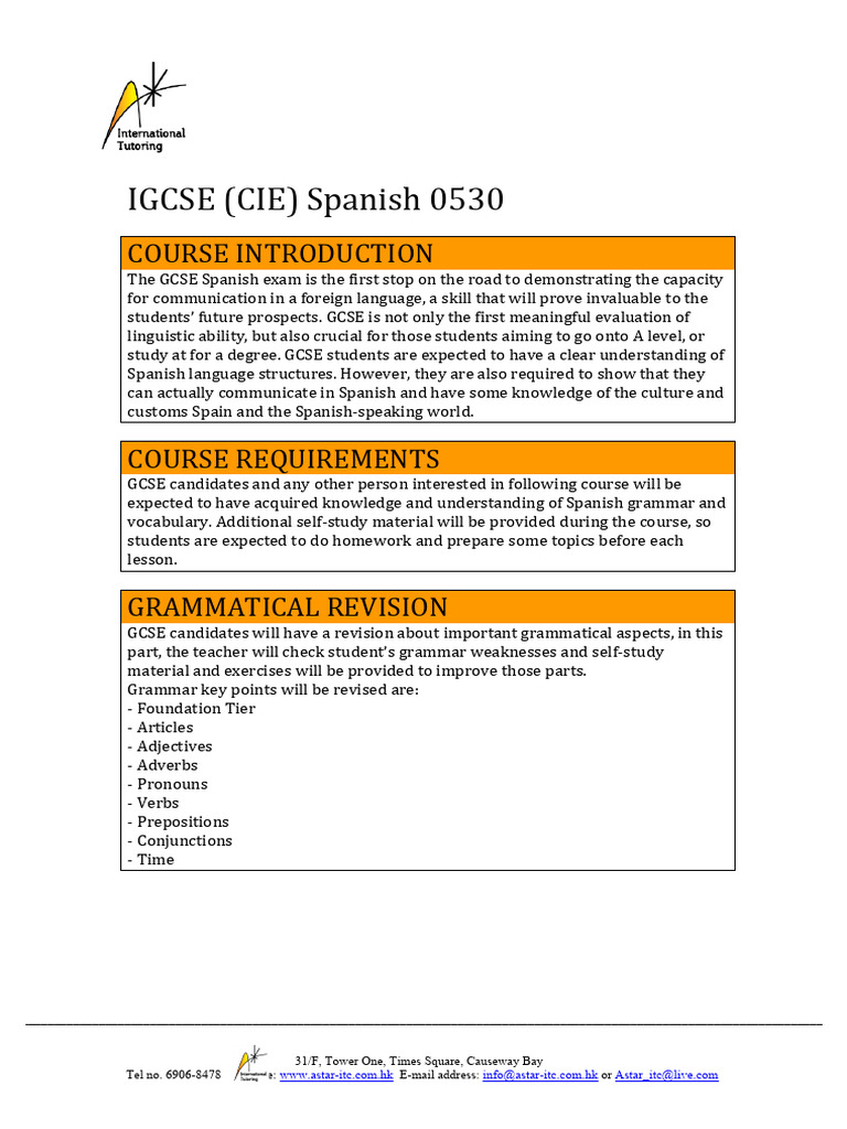 IGCSE CIE Spanish 0530 | PDF