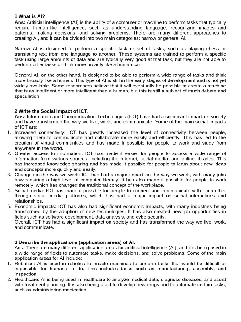 Unit 7 Artificial Intilligence QSN AnsV2 | PDF