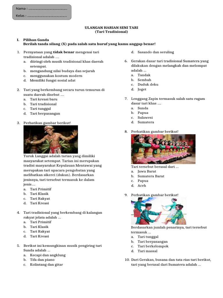 ULANGAN HARIAN Seni Tari | PDF