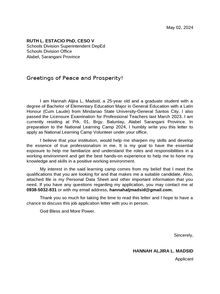 NLC - App Letter | PDF