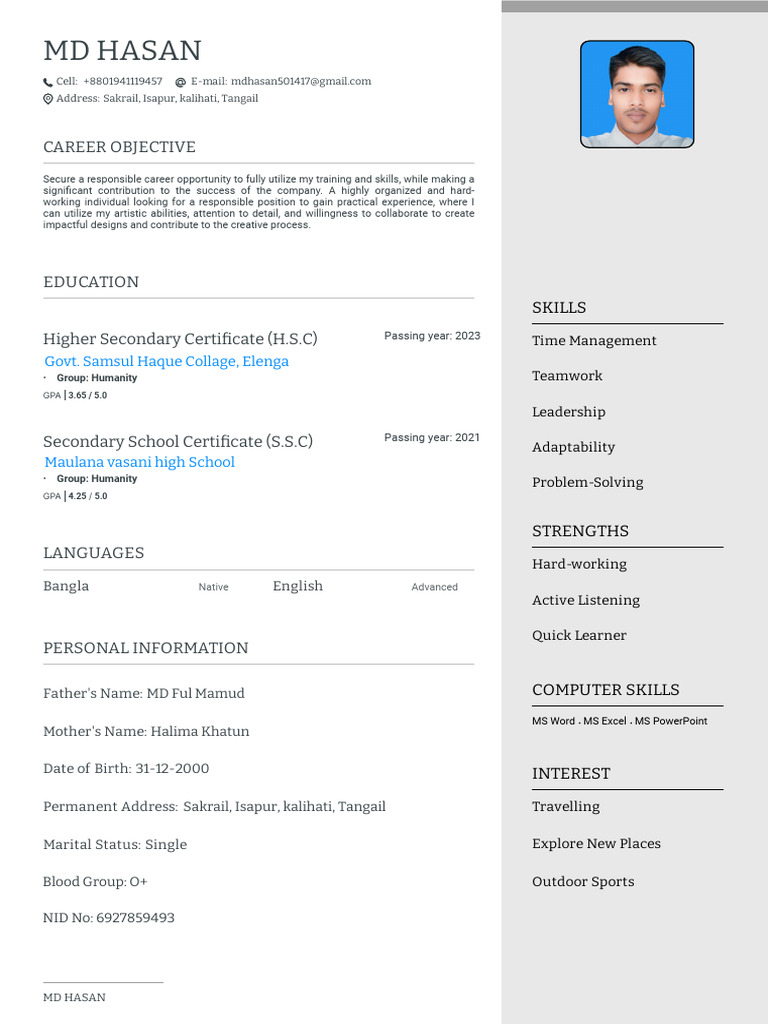 MD Hasan CV | PDF