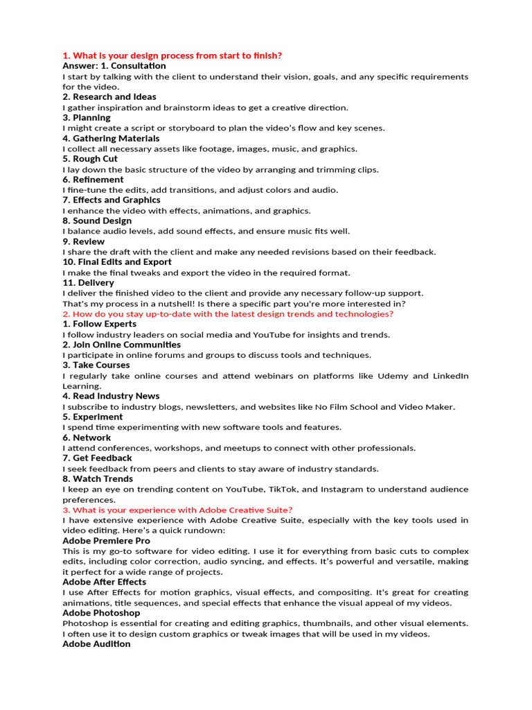 10 Common Interview Questions | PDF