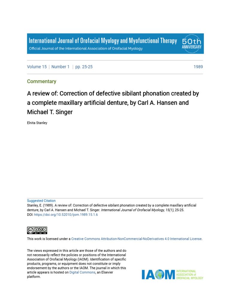 Correcting Sibilant Phonation Issues | PDF | Dentures | Tongue