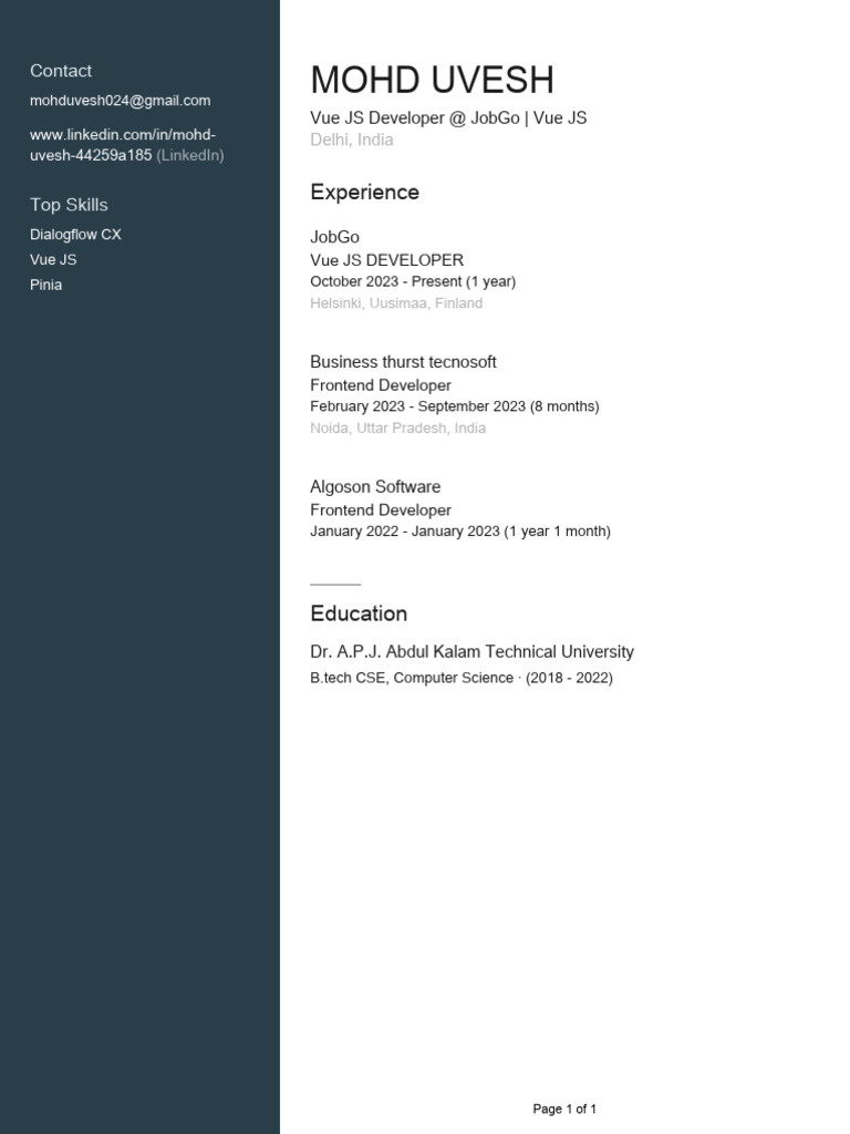 Mohd Uvesh Linkdein | PDF