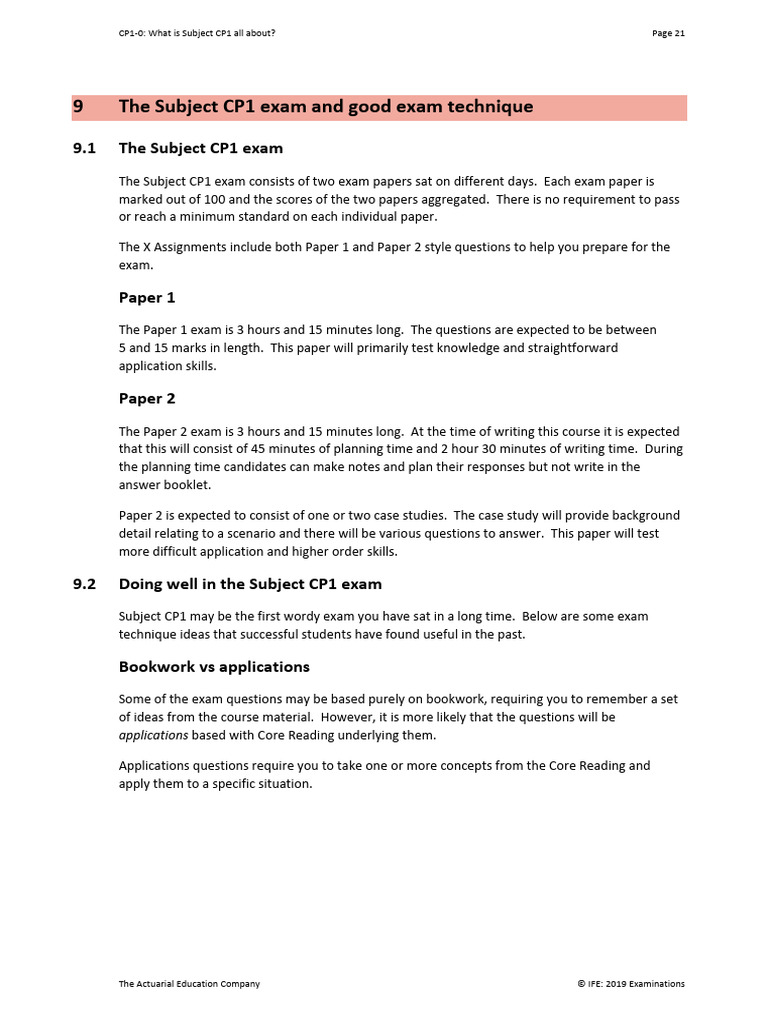 ActEd Actuarial Practice Subject CP1 CMP 2019 1 7 | PDF