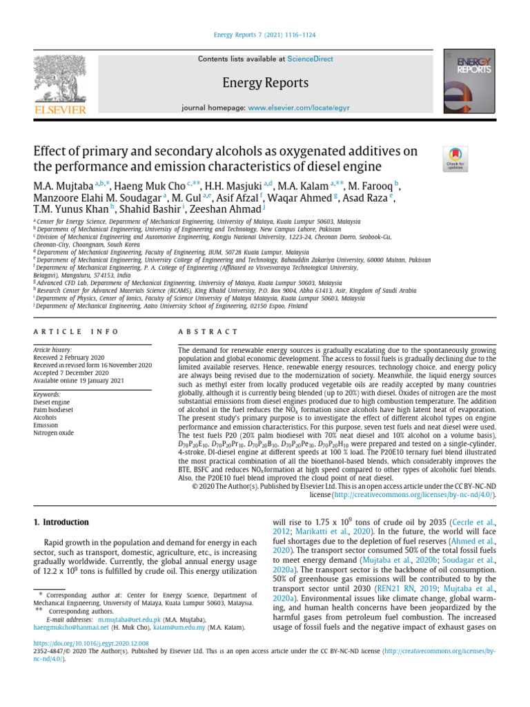 Effect of Primary and Secondary Alcohols As Oxygenated Additives On The ...