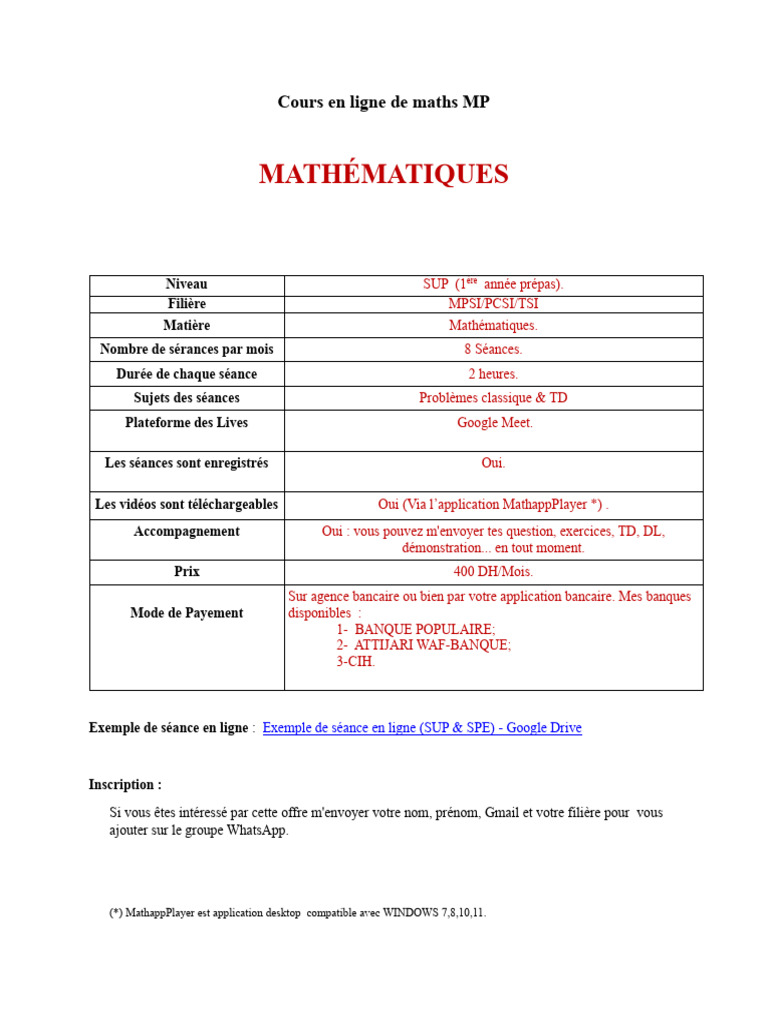 Offre Math Sup | PDF