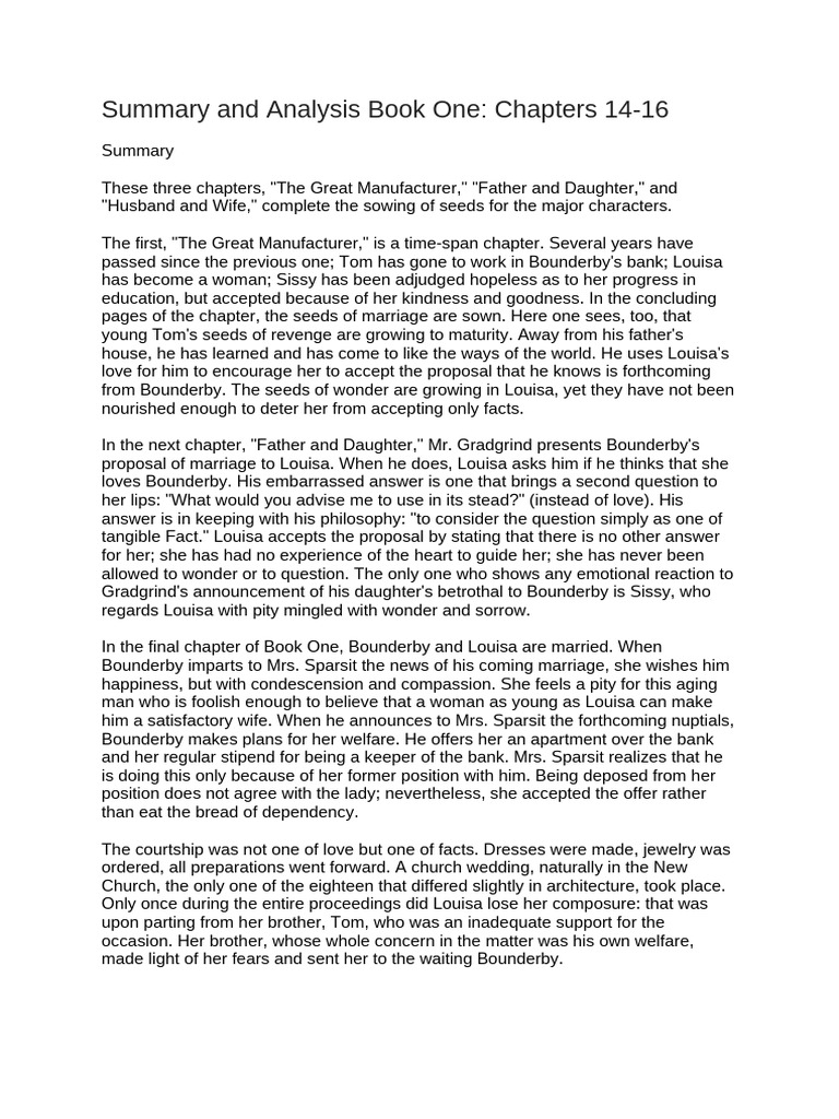 Summary & Analysis Book One Chapters 14-16 | PDF