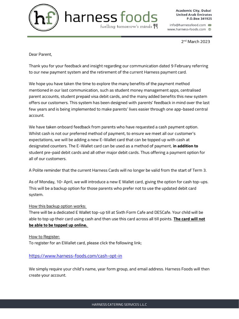 Harness Foods - Additional Payment Solution | PDF