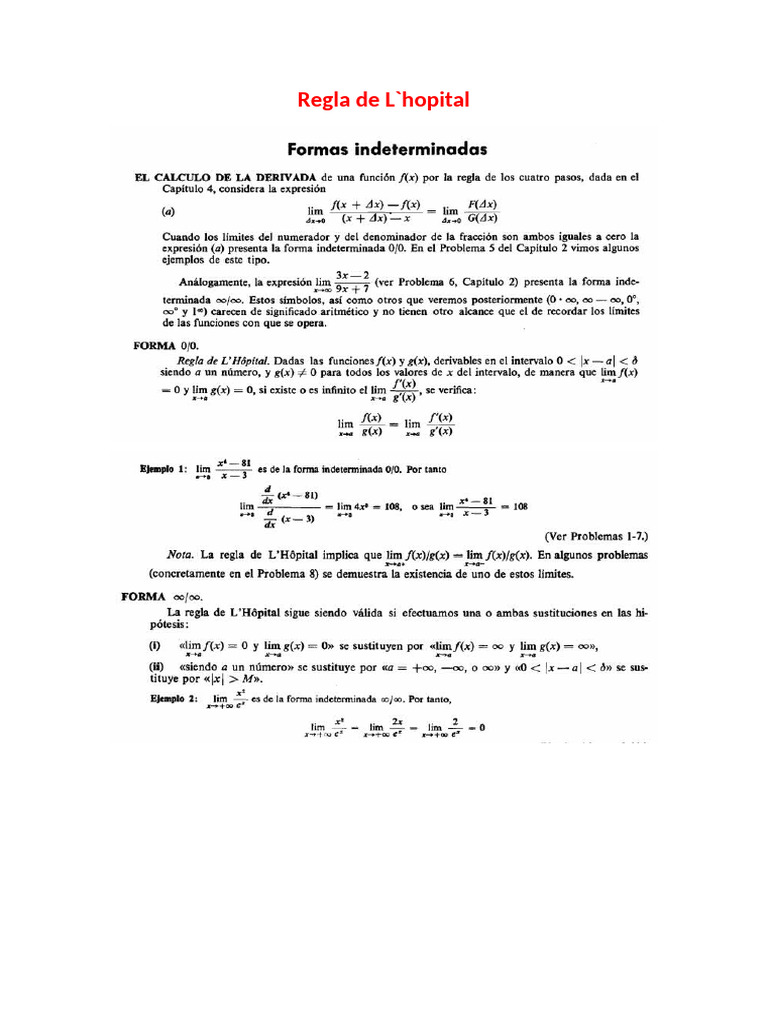 Regla de Lhopital | PDF