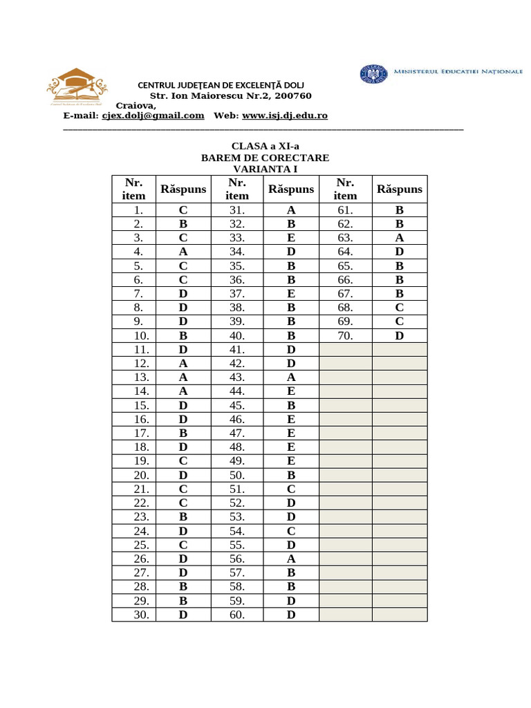 Biologie 11 Barem | PDF