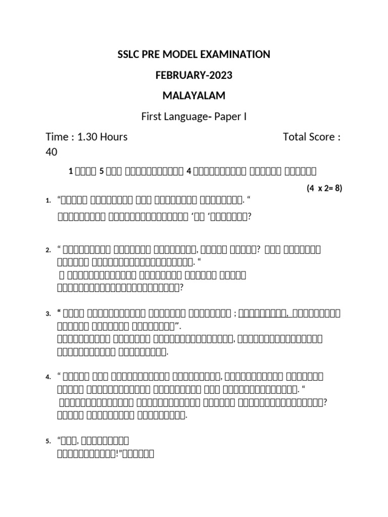 First Language Paper I Time: 1.30 Hours Total Score: 40 | PDF