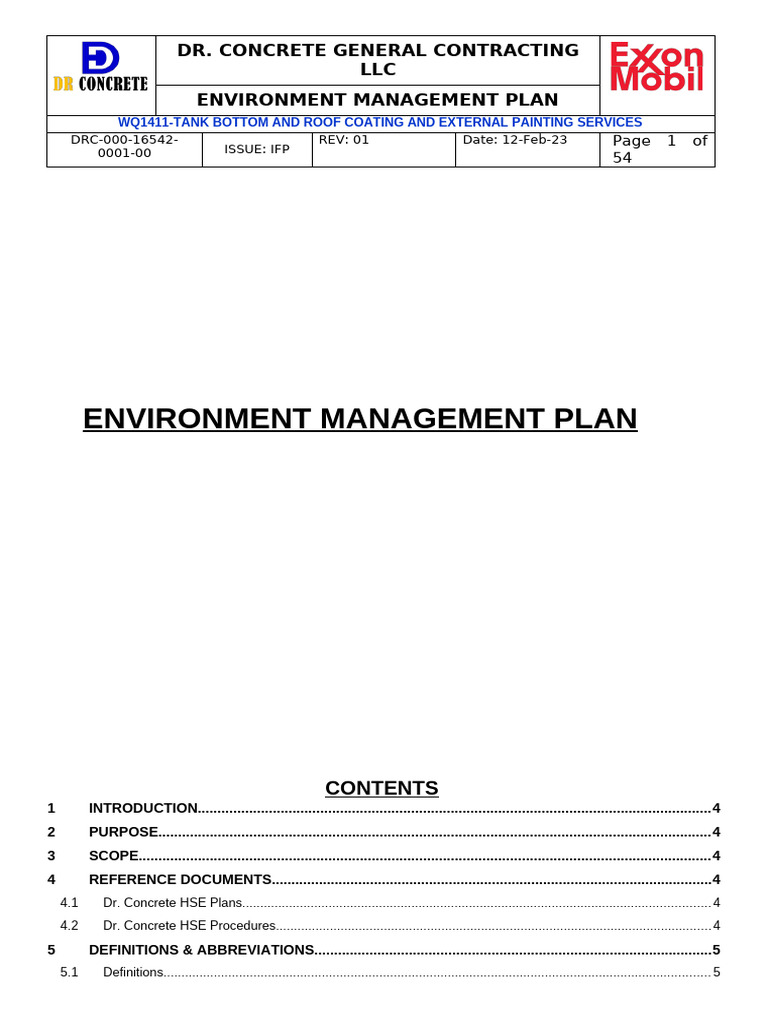 SP-000-16542-0001 - 00-Environment Management Plan | PDF